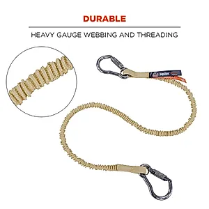 Ergodyne Squids 3121 Burn + Cut Resistant Aramid Tool Lanyard with Stainless Steel Carabiners, Tool Weight Capacity 10lbs , Yellow