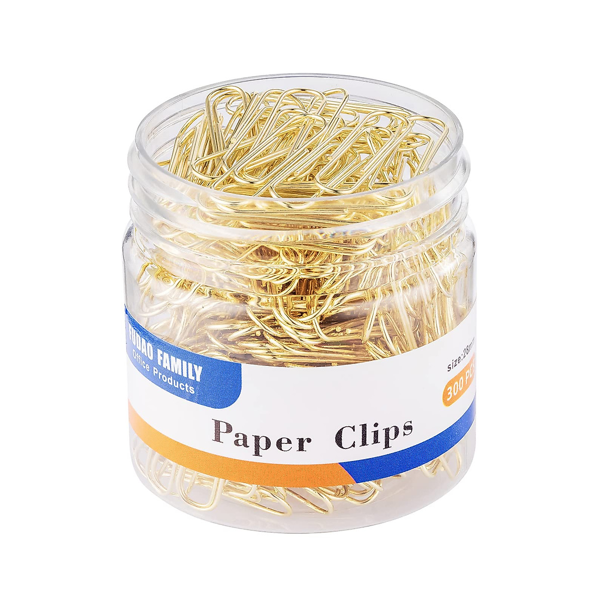FUDAO FAMILY Paper Clips, 300-Count, Paperclips, Paper Clip, Gold Paper Clips, 1.1 Inch (28mm) Small Paper Clips