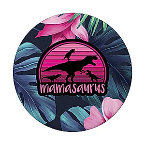 Mamasaurus Floral - 3 Kids Retro Funny Gift For Mother Case PopSockets Grip and Stand for Phones and Tablets