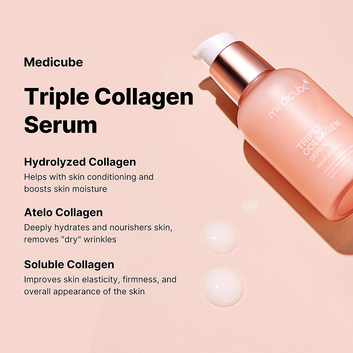 Medicube Triple Collagen Serum 1.85 fl.oz - Nourish dull skin with Triple Collagen Complex - A lightweight serum with Niacinamide and Hyaluronic Acid - Korean Skincare