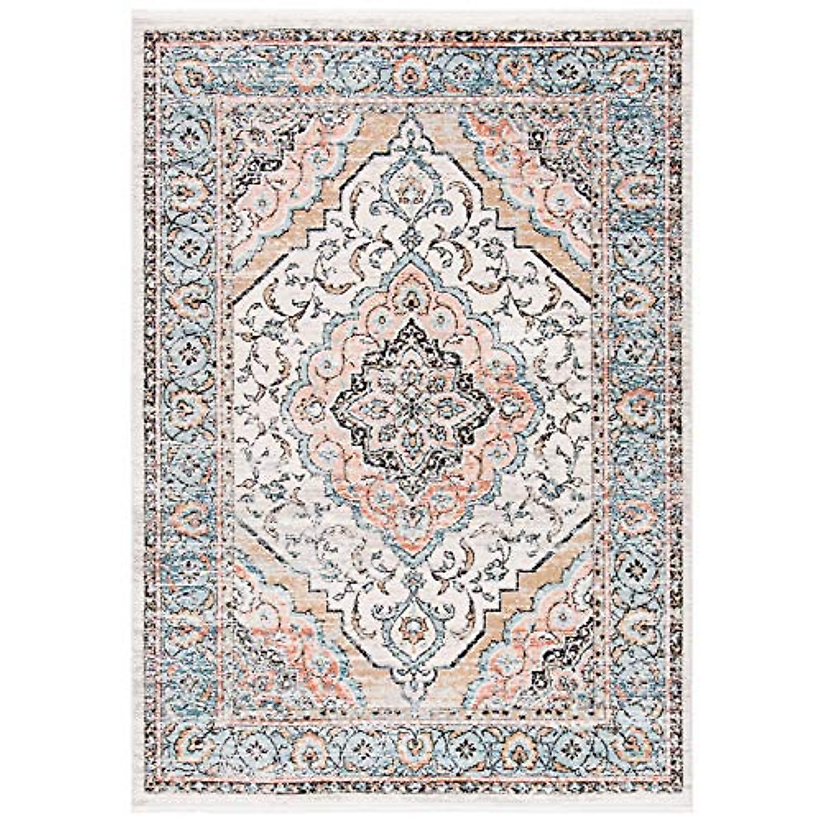 SAFAVIEH Shivan Collection 8' x 10' Grey/Blue SHV704F Medallion Distressed Non-Shedding Living Room Bedroom Dining Home Office Area Rug