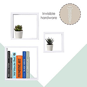 Home Basics 3 Piece MDF Floating Wall Cubes (1, White) | Shadow Box Frames are Perfect for Any Room | Frame Your Favorite Items on Display