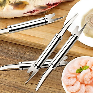 4 Pcs Multifunctional Shrimp Line Knife, Stainless Steel Shrimp Deveiner Tool Quick Shrimp Peeler, Multifunctional Shrimp Line Fish Maw Knife Shrimp Cleaner for Removing Shrimp Line, Fish Scales