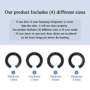 4 Pcs Upgraded DA99-04158A Hinge Shim Refrigerator Door Height Adjustment Kits, Replacement Parts for Samsung 3282540, DA60-00314C, PS6448337 AP5668209,4 Different Thickness