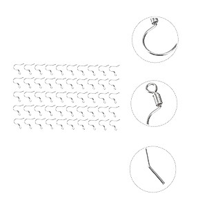 TEHAUX Earring Accessories Kit 50pcs Earring Hooks in Silver Copper Safe and Easy to Wear for DIY Jewelry