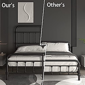 Doletaitan California-King-Bed-Frame-Metal-Platform Bed Frame with 49" High-Headboard - Solid Quite Easy Set Up Mattress Foundation No Box Spring Needed