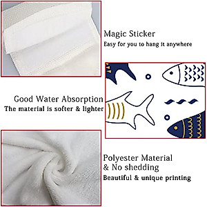 Kitchen Towel-Cute Doodle Colorful Fish-Hand Towels Tie Towel Soft Microfiber Absorbent Washcloth Also for Bathroom Hand Sink Laundry Room RV Tabletop 2pcs