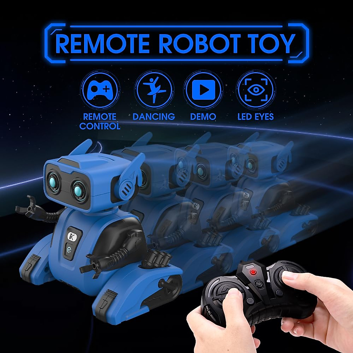 Remote Control Robots for Kids - With LED Eyes, Dance Moves, Music, Flexible Head & Arms - Christmas Gift for Ages 3+