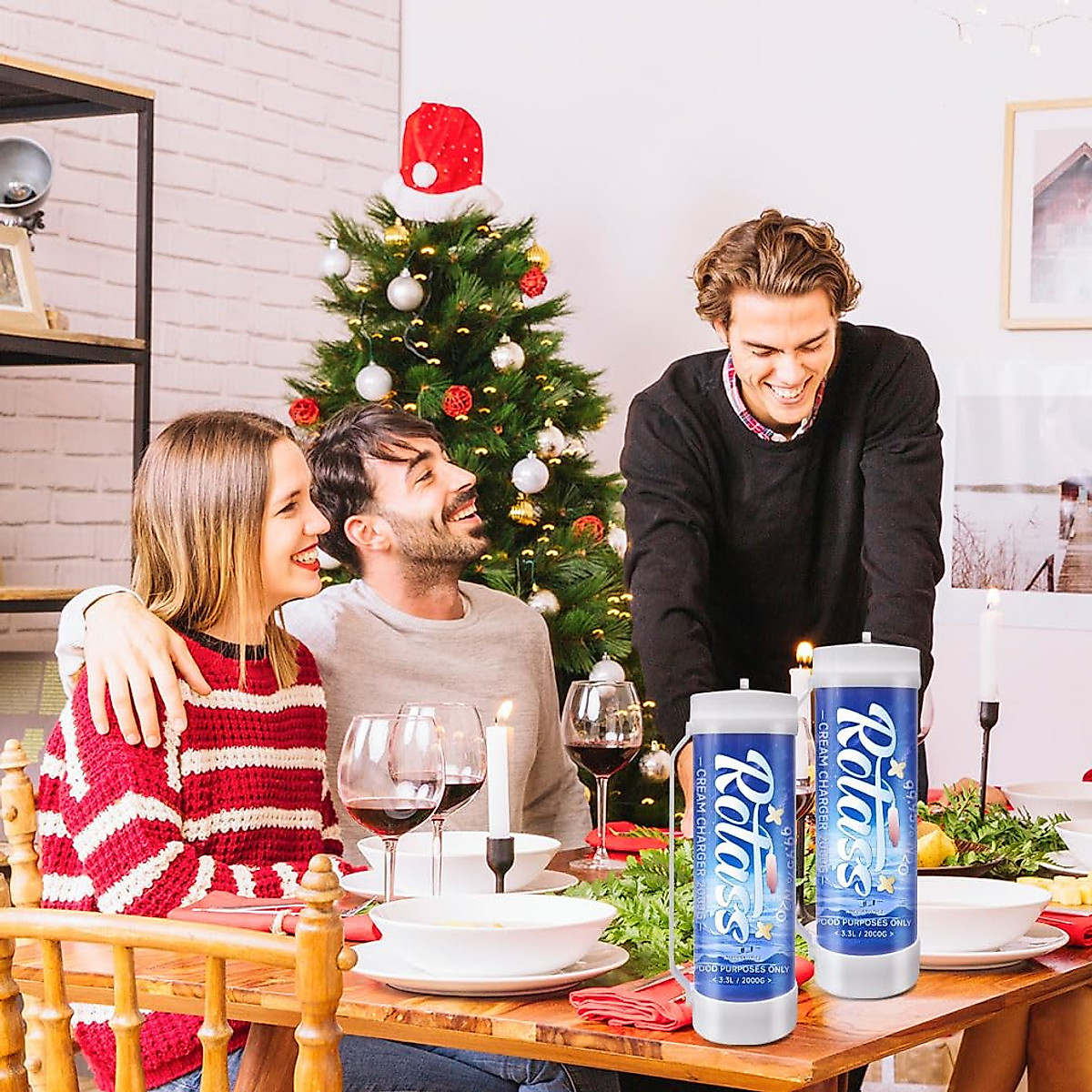 HNAICDU Whipped Cream Charger 2000G 3.3L - Food Grade Aluminum Cream Charger Gas Tank Pure Flavored Nitrous Oxide Tank, for Any Standard Whipped Cream Dispenser (2 Cylinders)