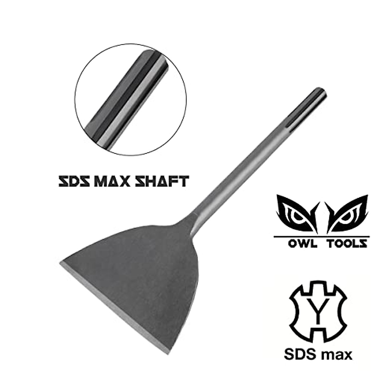 Owl Tools 6" Wide SDS Max Chisel Bit (Industrial Grade - 6" x 14") Tile Grout Thinset Removal Tool - Compatible with All SDS Max Rotary Hammers