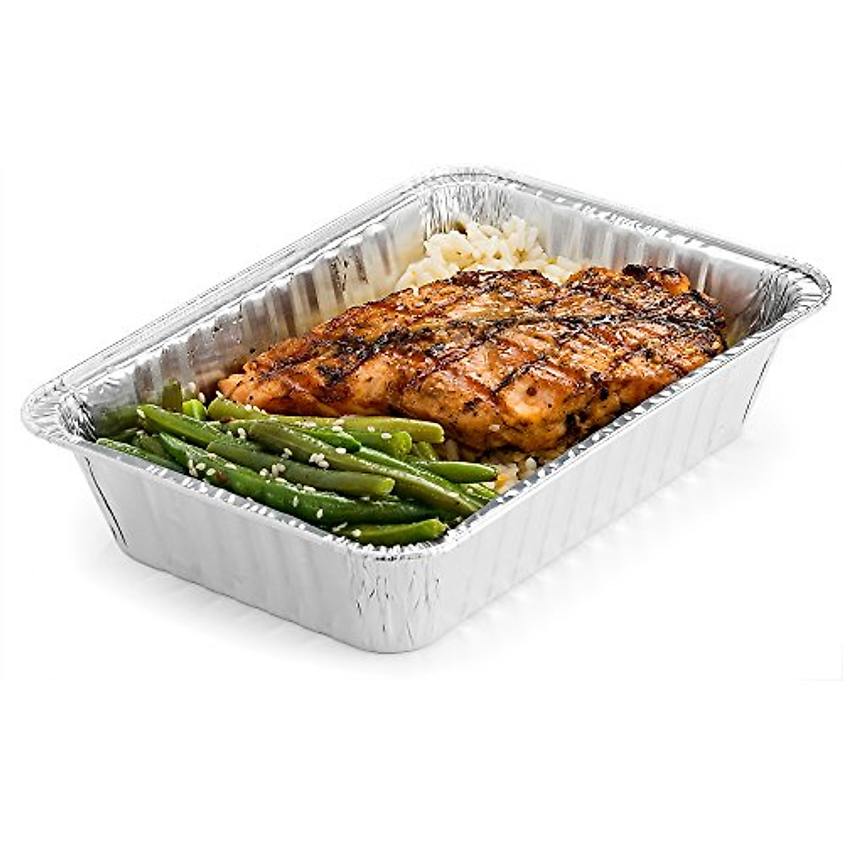 [20 Pack - 2 1/4 lb. Combo] Propack Disposable Aluminum Foil Meal Prep Cookware Oblong Pans With Foil Lids, Oven, Toaster, Grill, Cooking, Roasting, Broiling, Baking, Event, Take Out, Restaurant