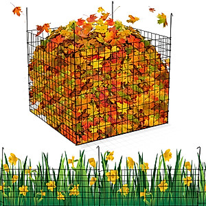 Hicarer Large Garden Wire Compost Bin 34''Lx34''Wx28''H Metal Wire Compost Bin Compost Bins Outdoor Detachable into a Fence for Organic Waste Composting Garden Leaves Fast Creation of Fertile Soil