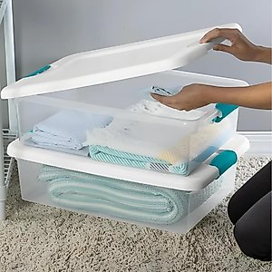 Large Storage Bins With Lids - Clear Plastic Storage Bins 32-qt, Versatile Storage Boxes With Lids For Easy Organizing, Perfect For Under Bed Storage Containers, Snacks, Crafts, Legos, Tools, LDX3358
