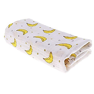 Muslin Swaddle Square Blankets Baby Receiving Blanket Wrap Swaddle Towel for Girl Shower Gift - Banana