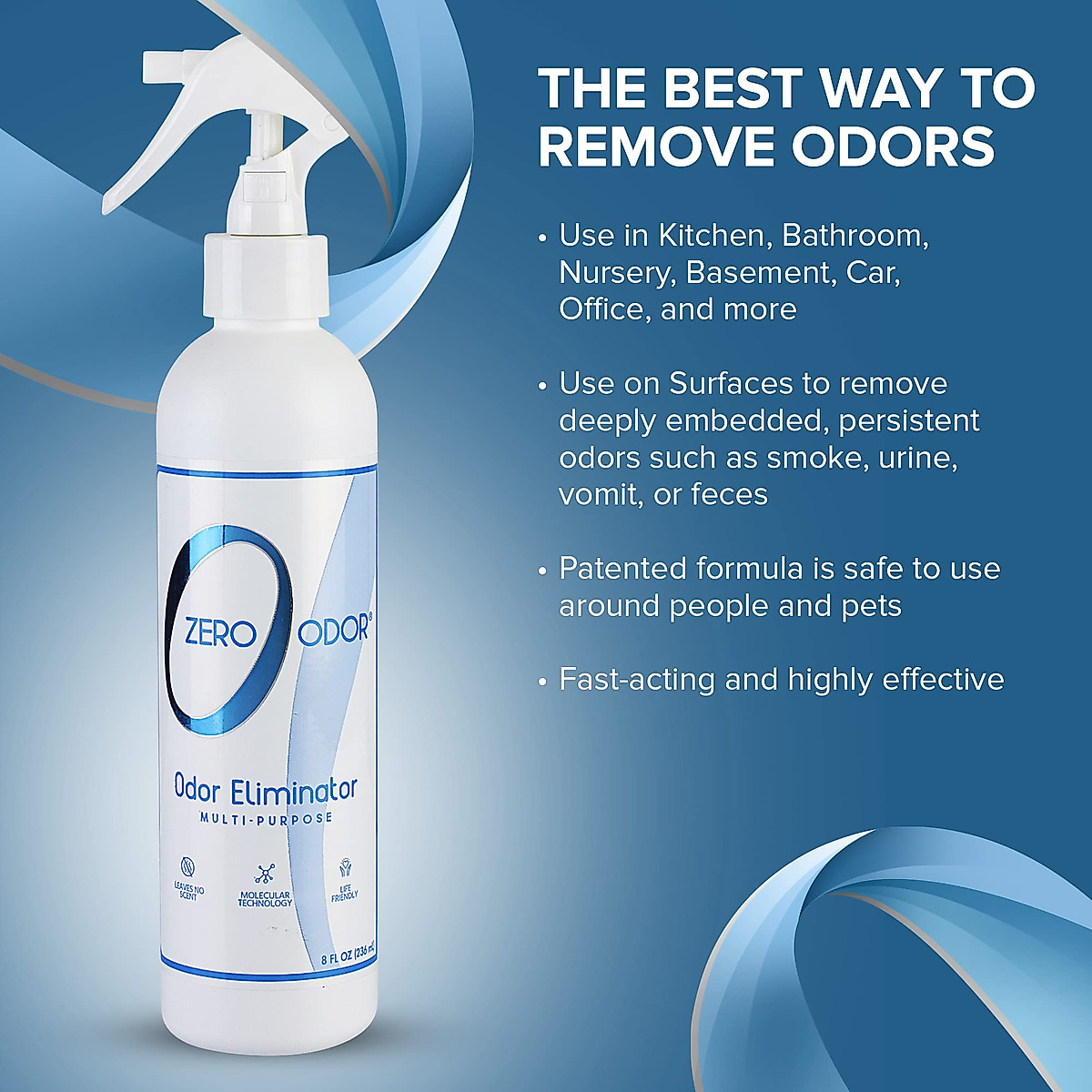 Zero Odor Multi-Purpose Household Odor Eliminator, Trigger Spray, 8 ounces