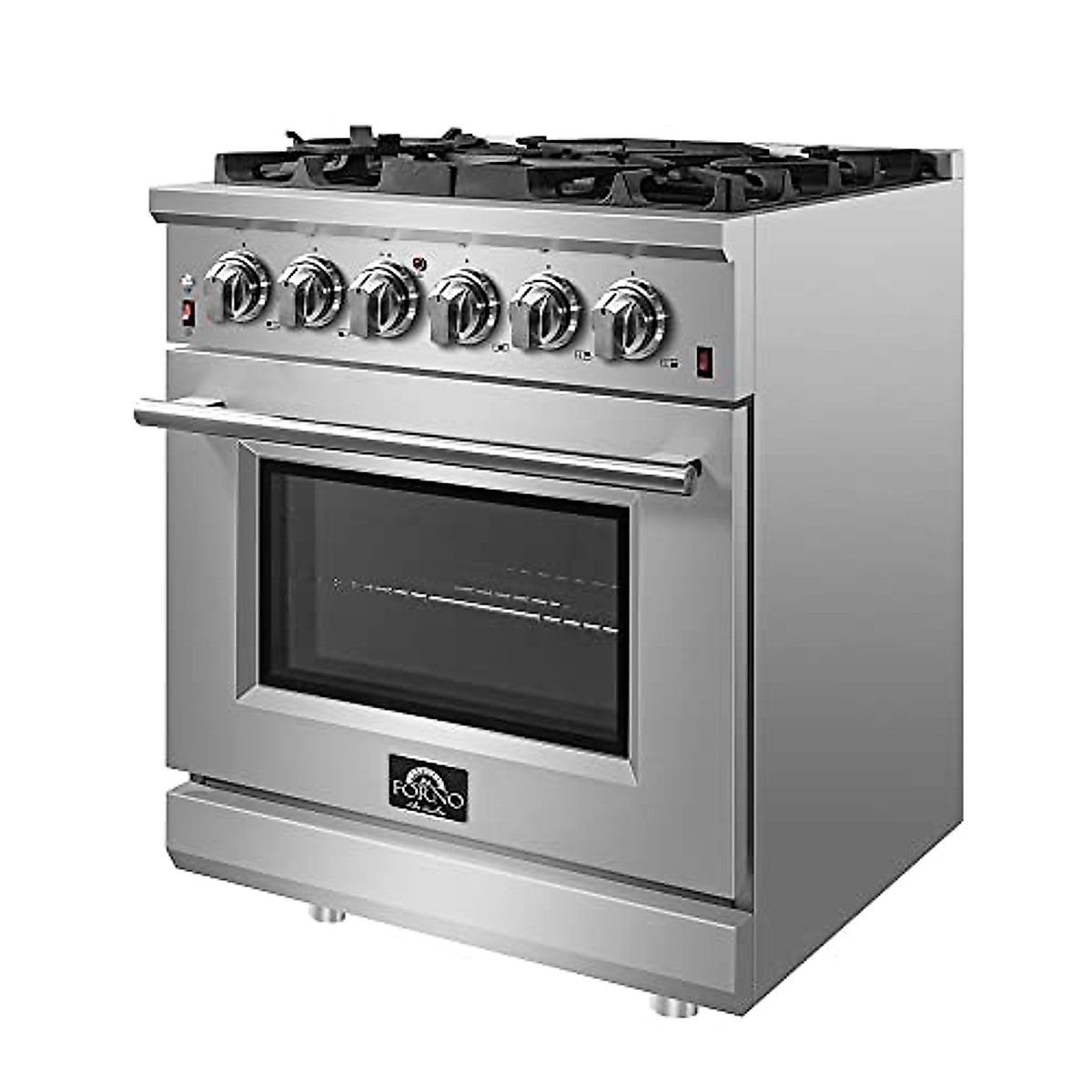 FORNO Massimo Freestanding 30-Inch Full Gas Range and Oven with 5 Italian Sealed Burners Cooktop - 4.32 Cu.Ft. Convection Stainless Steel Oven Includes Cast Iron Accessories