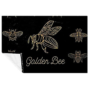 Golden Bee Prints Soft Warm Cozy Blanket Throw for Bed Couch Sofa Picnic Camping Beach, 150×100cm