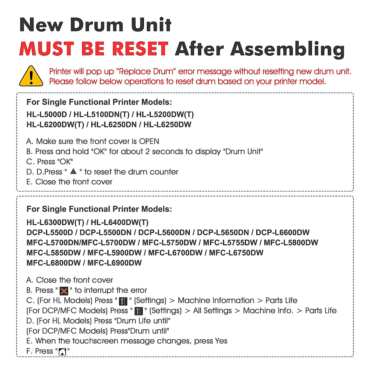 Toner Bank Compatible DR820 Drum Unit Replacement for Brother DR820 DR-820 DR 820 Work with Brother HL-L6200DW MFC-L5850DW HLL6200DW MFC-L5900DW MFC-L5700DW HL-L5200DW MFC-L6800DW Printer-1 Pack
