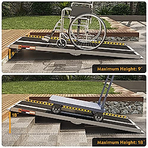 ORFORD Non Skid Wheelchair Ramp 6FT, Threshold Ramp with an Applied Slip-Resistant Surface, Portable Aluminum Foldable Mobility Scooter Ramp, for Home, Steps, Stairs, Doorways, Curbs