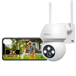 GNCC WiFi Security Camera Outdoor 2K 360° Home Security Camera Surveillance Camera Wired with Auto Tracking, Color Night Vision, SD & Cloud Storage, 2-Way Talk, Waterproof (2.4Ghz, K1Pro)
