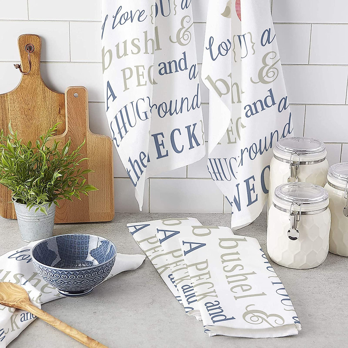 Kitchen Dish Towels 1 Pack-Super Absorbent Soft Microfiber,I Love You a Bushel and a peck and a Hug Around The Neck Cleaning Dishcloth Hand Towels Tea Towels for Kitchen Bathroom Bar