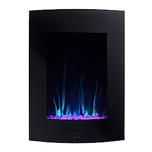 Paramount 27" Black Vertical Curved Wall Mount Electric Fireplace