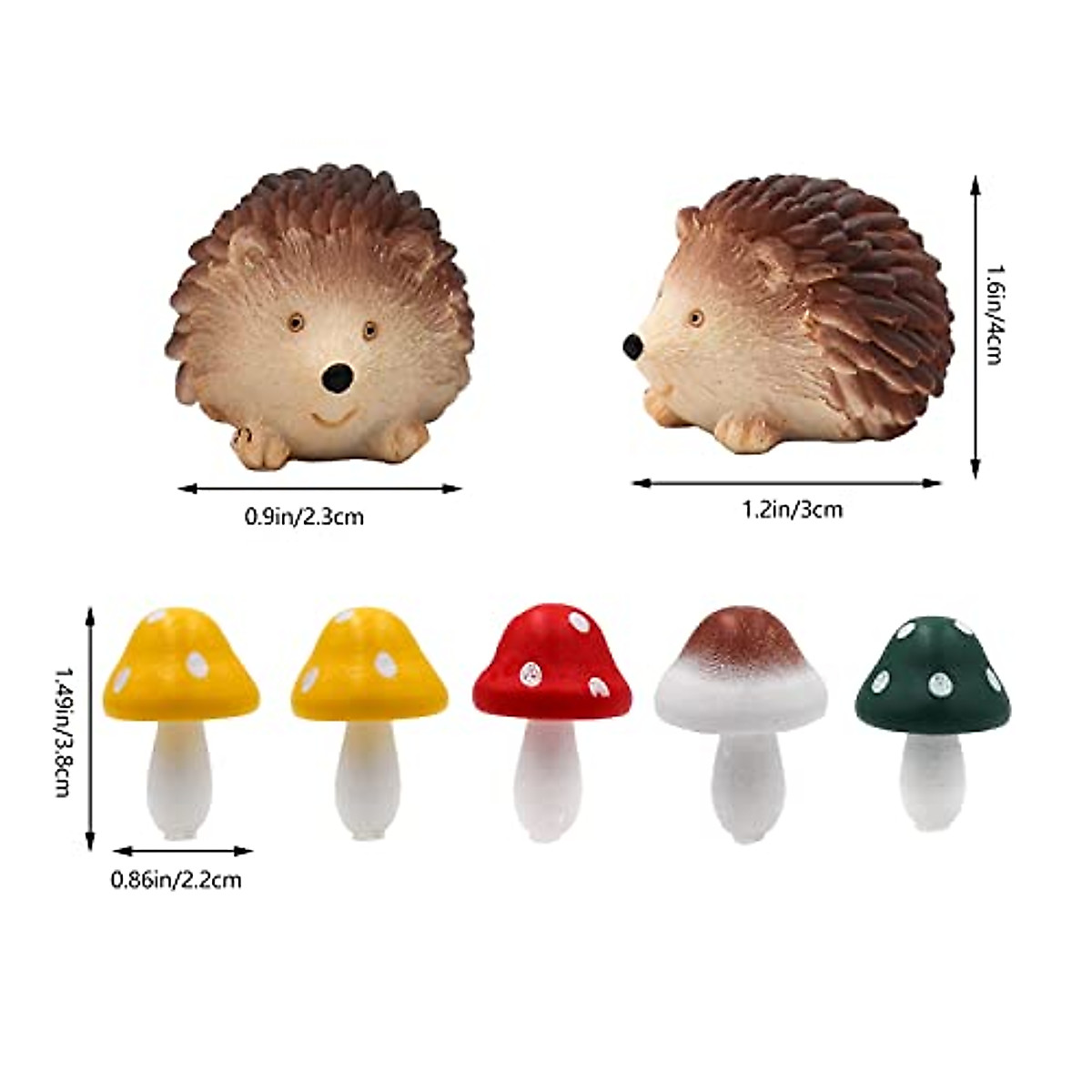 Fairy Wild Garden Accessories, Polyresin Hedgehogs and Wood Mushroom Miniature Garden Animals Figurines Outdoor Decoration for Plant Pots Bonsai Craft Decor Lawn Yard Fairy Wild Garden Supplies