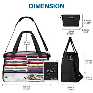 ETRONIK Weekender Bag for Women, Travel Bag with Shoe Compartment & USB Charging Port, Gym Bag with Wet Compartment,Carry On Overnight Bag for Women Travel Sports Shopping,Black