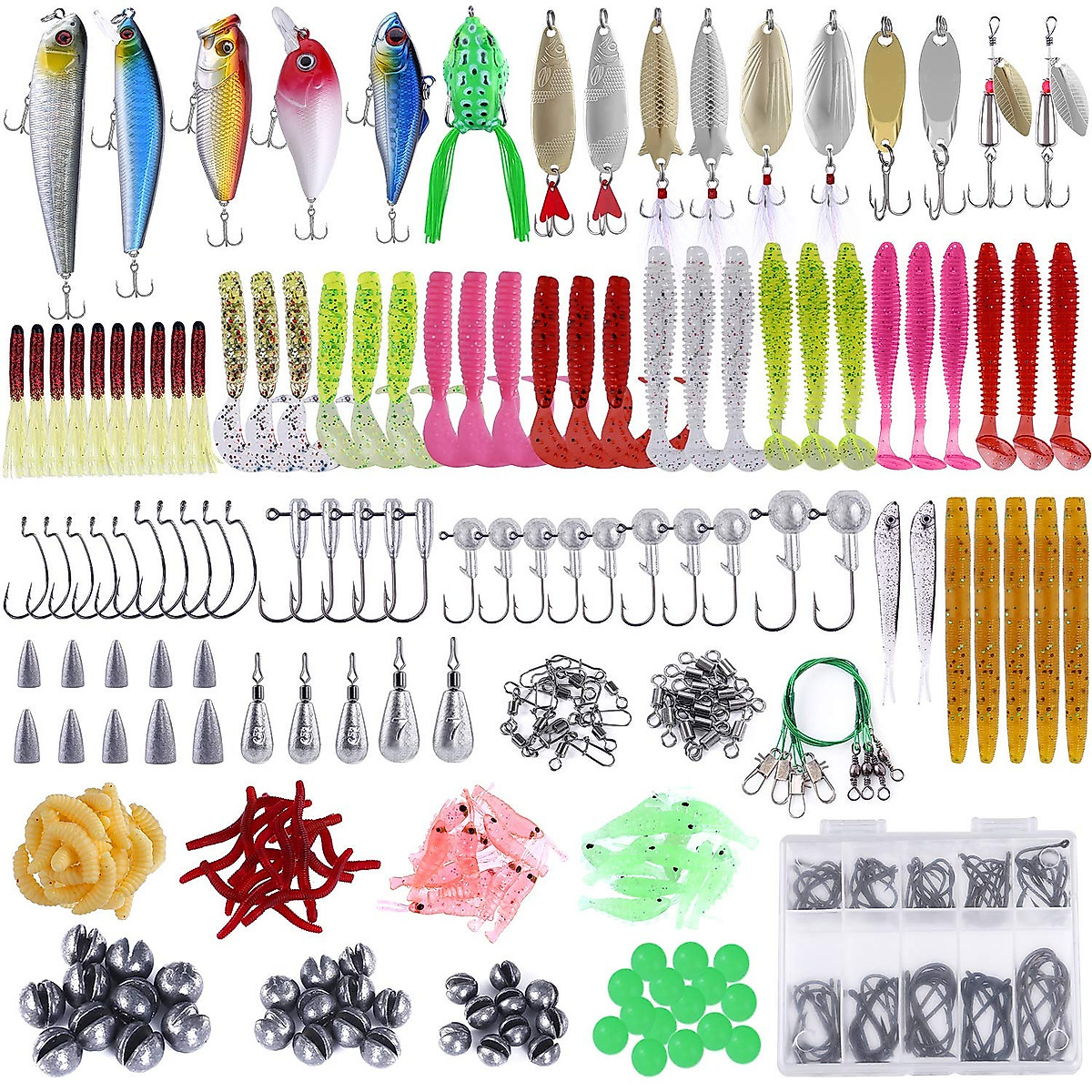 PLUSINNO 302PCS Fishing Lures Baits Tackle, 212PCS Fishing Accessories Kit