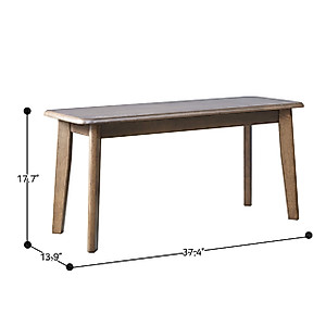 Livinia 3-Piece Dining Table Set, Canberra 47.2" Table (Walnut) Canberra 37.4" Dining Bench (Walnut) Set