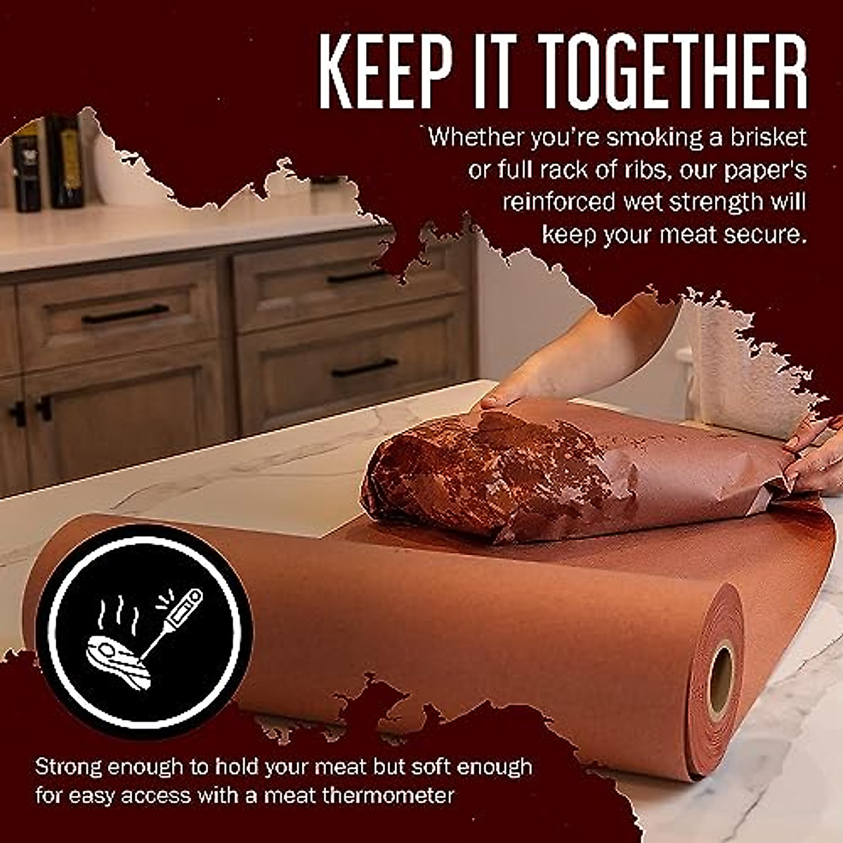 Pink Kraft Butcher Paper Roll - 18 Inch x 100 Feet (1200 Inch) - Food Grade Peach Wrapping Paper for Smoking Meat of all Varieties Ð Unbleached, Unwaxed and Uncoated - Made in USA