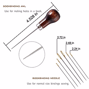 Bookbinding Kits, VENCINK Bookbinding Supplies Hand Book Binding Starter Tools Kit with Genuine Bone Folder Creaser, Paper Awl, Large-eye Needles, Waxed Thread, Binding Ribbon, Glue Brush, Steel Ruler