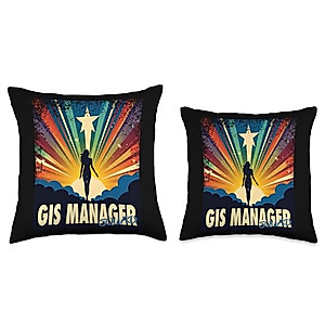 GIS MANAGER Gifts GIS Manager Funny Female Hero Job Women Throw Pillow, 18x18, Multicolor