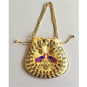 Indian Handmade Potli Bag For Women Jewelry Coin Pouch Batwa Casual Organizer Pearls Clutch With Handle Wedding & Evening Party Purse BY PANACHE MERCHANT (Beige)