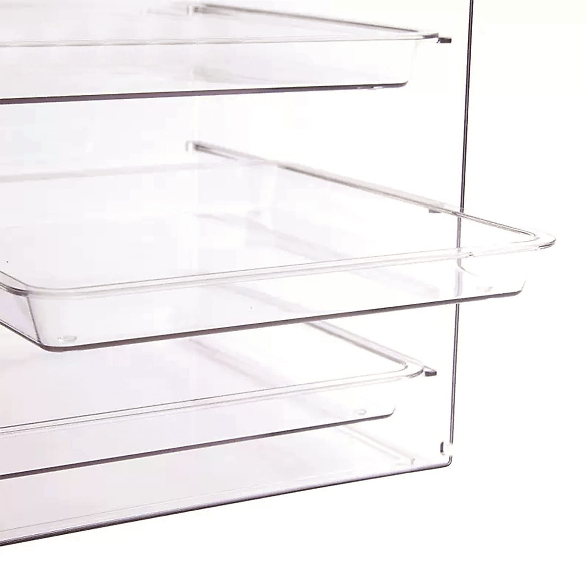 Refrigerator Organizer Bins with Pull-out Drawer, Large Stackable Fridge Drawer Organizer Set with Handle, BPA-free Drawable Clear Storage Cases for Freezer, Cabinet, Kitchen, Pantry Organization