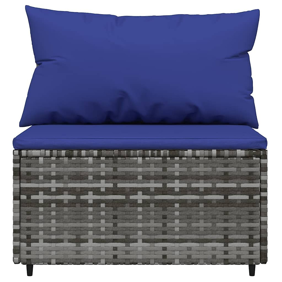 vidaXL 4 Piece Patio Lounge Set, Outdoor Furniture with Cushions- Gray Poly Rattan, Adjustable, Weather Resistant, Comfortable Seating Solution for BBQ, Garden, Poolside