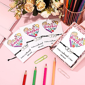 16 Pieces Teacher Bracelets Bulk Teacher Blessing Card Bracelet Teacher Appreciation Gift Blessing Bangle Greeting Adjustable Bracelet for Graduation Gift (Exquisite Style)