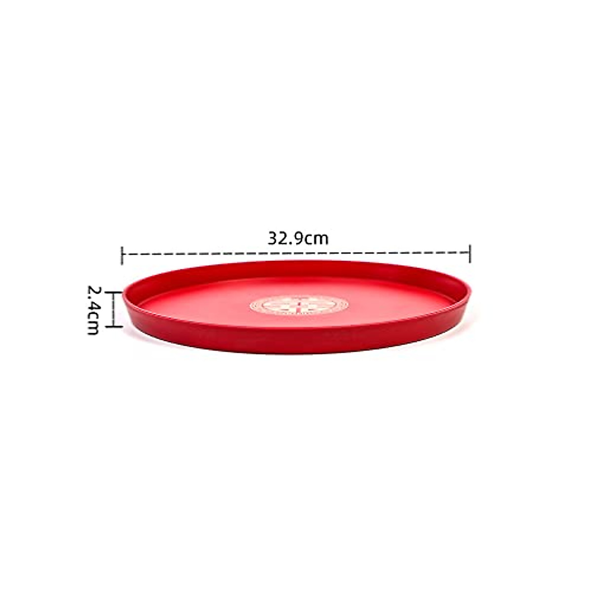 jojofuny Chinese Wedding Serving Tray Platter: Red Fruit Plate Round Tea Tray Large Plastic Snack Dishes for Chinese Traditional Wedding Decoration Supplies