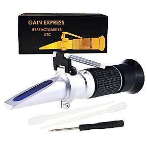 3-in-1 Automotive Battery Antifreeze Refractometer, -60~0°C Ethylene/ -50~0°C Propylene Glycol/ 1.100-1.400 Battery Fluids Specific Gravity, Battery Charge Test Cooling System Coolant Freezing Point