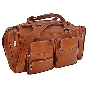 Piel Leather 20In Duffel Bag with Pockets, Saddle, One Size