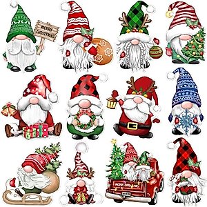 48 PCS Christmas Gnome Cutouts with 60 Glue Point Dots, Christmas Bulletin Board Decorations, Winter Classroom School Christmas Holiday Party Decorations for Wall Window Blackboard