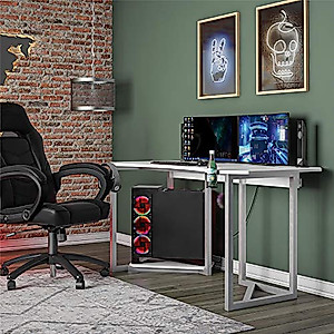 NTENSE Quest, Ergonomic, Home Office, Work Table, Computer, Gaming Room, Sitting Desk, Cup Holder, Headphone Hook, CPU Stand, White
