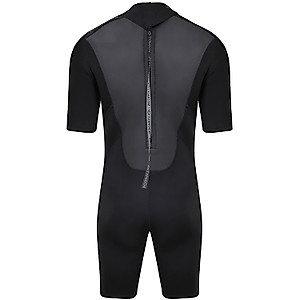 Typhoon Mens Storm3 3/2mm Back Zip Shorty Wetsuit - Black Graphite - Easy Stretch - Flatlock Seam Construction