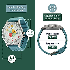 OWLCONIC Telling Time Teaching Clock - Bundled with Kids Watch. Learn to Tell Time Resources. Teal
