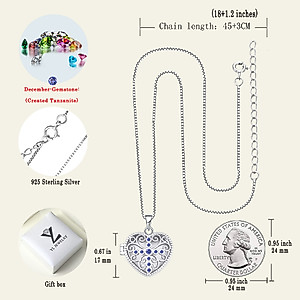 YL Cross Locket Necklace Sterling Silver Heart Pendant Created Tanzanite Filigree Jewelry for Women