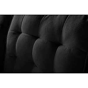 86.6” Flare Arm Polyester Upholstered Sofa with 2 Pillows - 3-Seater Couch for Living Room, Bedroom, Lounge, Office - Contemporary Design, Home Decor Furniture Accessory (Black)