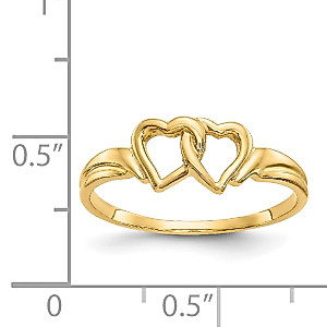 IceCarats 14K Yellow Gold Heart Ring Love Band Size 6.5