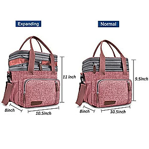 H&Wanss Insulated Lunch Bag for Women Cooler Lunch Box Men Leakproof Tote with Handle Shoulder Strap for Work Picnic (Pink)