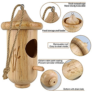 Hummingbird House for Outside Hanging, Wooden Hummingbird Gifts Nest 3 Pack with Hemp Ropes, Gardening Gifts Humming Bird Houses Home Decoration
