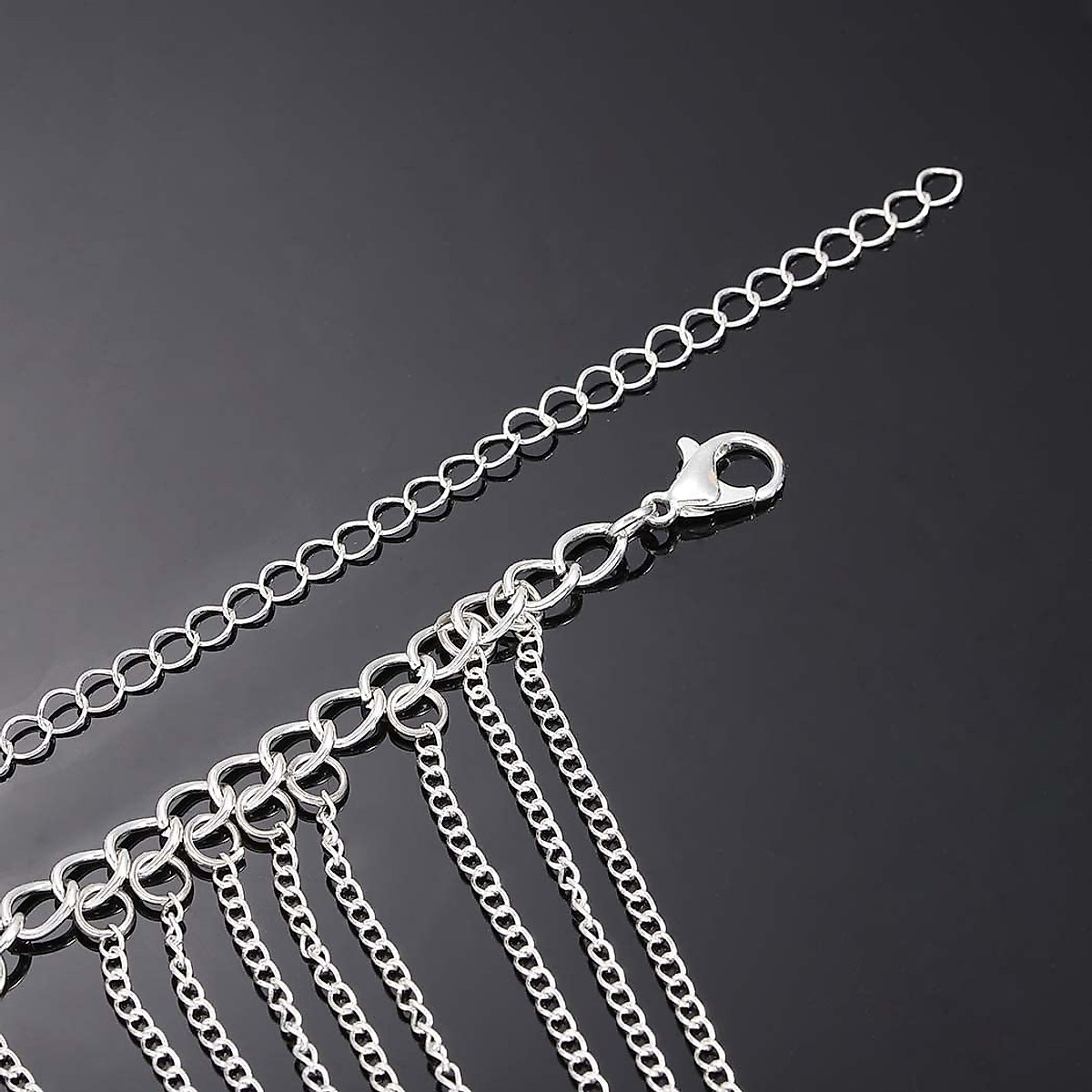 Tgirls Layered Punk Shoulder Chain Sexy Tassel Body Jewelry for Women and Girls (Silver)